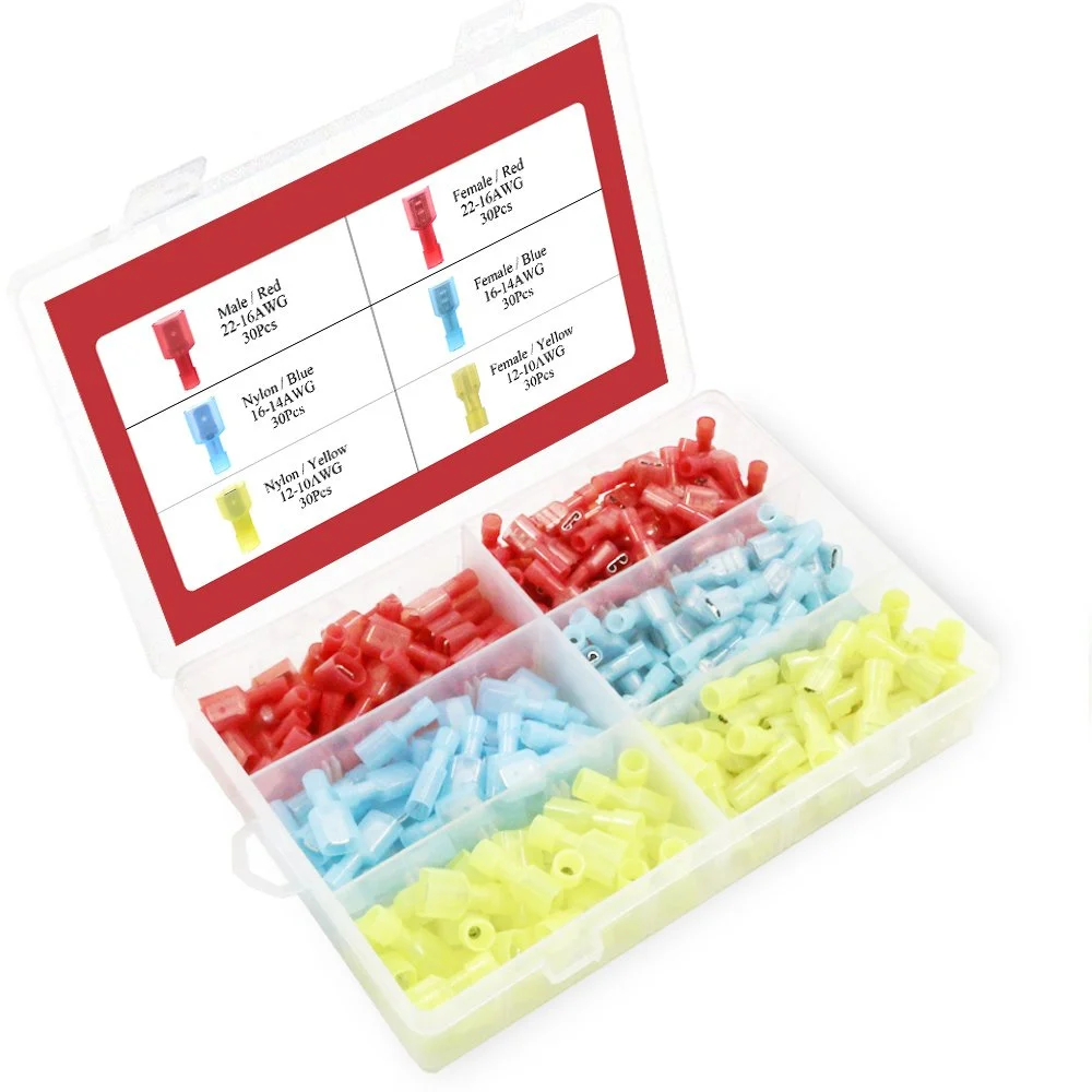 180pcs Male Female Fully Insulated Wire Crimp Terminal Nylon Quick ...