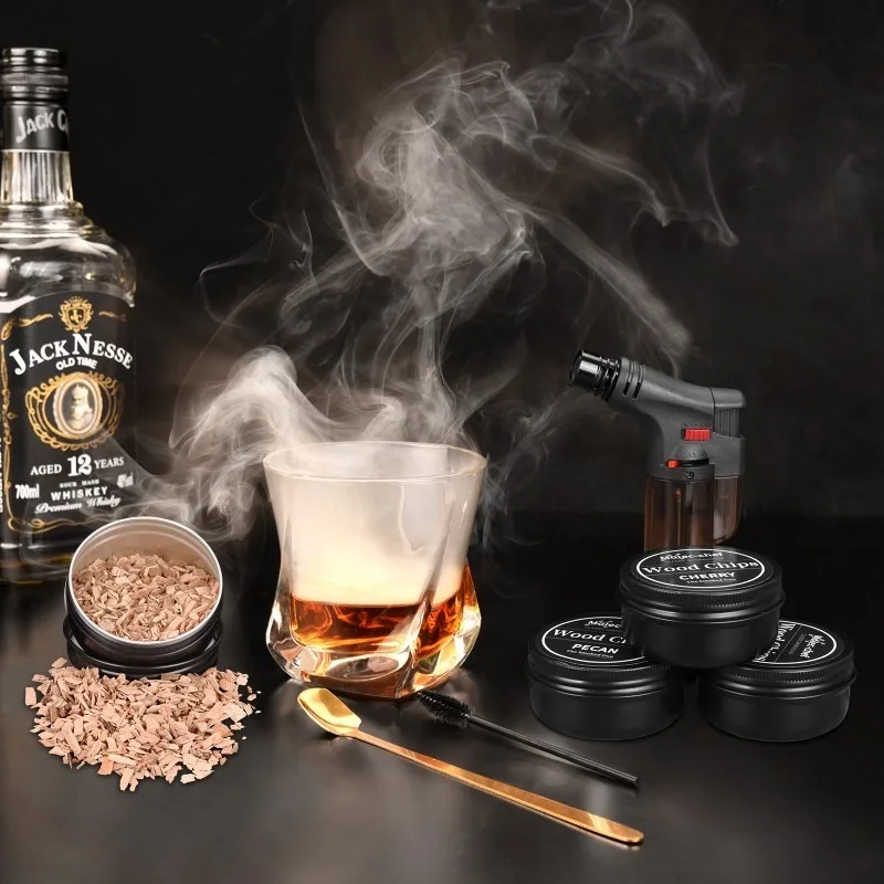 Wooden-Cocktail-Smoker-Bar-DIY-Whiskey-Mixology-Set-Cocktail-Wood-Chips ...