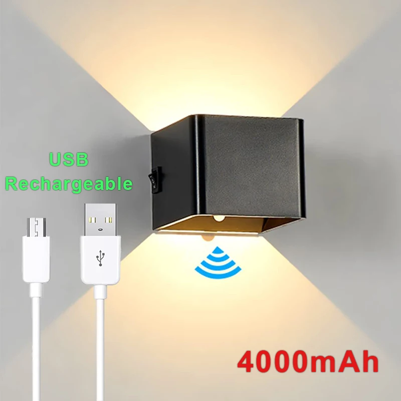 Rechargeable Wall Lamp USB Charging LED Night Light Wall Light Human ...