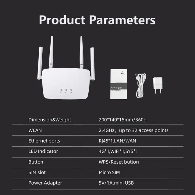 DBIT 4G CPE Wireless Router SIM Card to Wifi LTE Router RJ45 WAN LAN ...