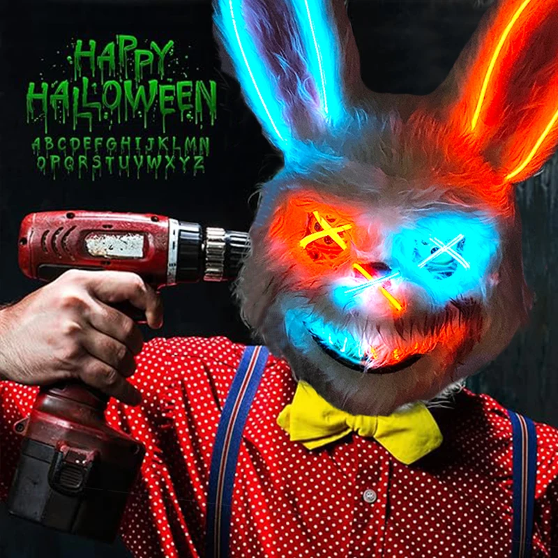 Halloween-luminous-Scary-Bunny-Mask-LED-light-up-Bloody-Bunny-Mask ...