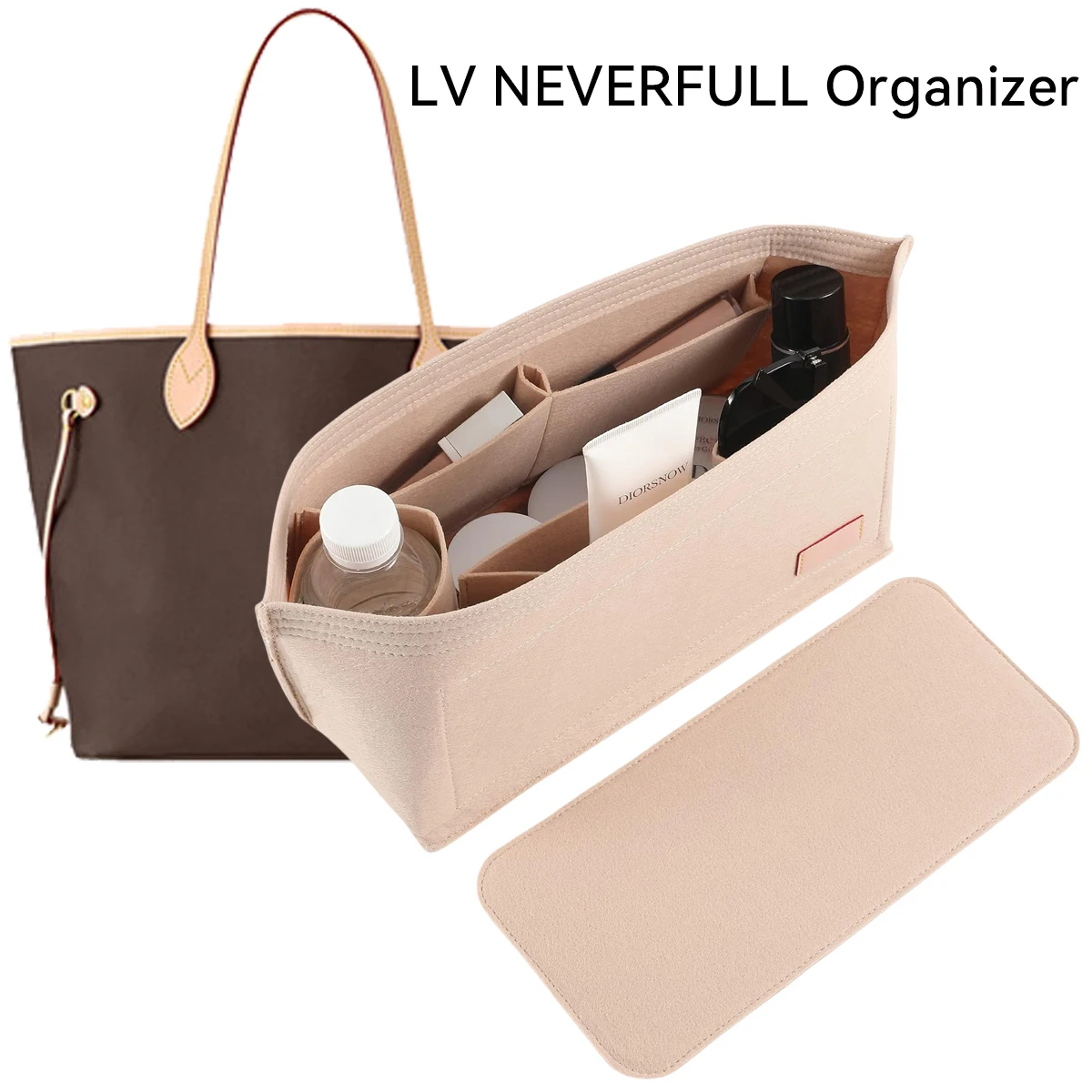 2Pcs Set Purse Organizer Insert for Handbags, Felt Bag Organizer for ...