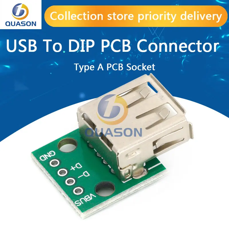 5pcs-Type-A-Female-USB-To-DIP-2-54mm-PCB-Connector-Female-USB-PCB-Board ...