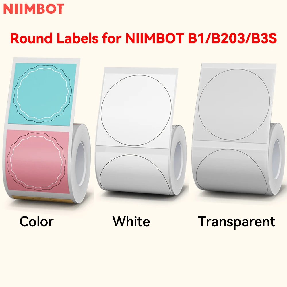 NIIMBOT-Round-Thermal-Label-Sticker-for-B1-B31-B21-B3S-Clear-Transparent-Self-adhesive-Labels ...