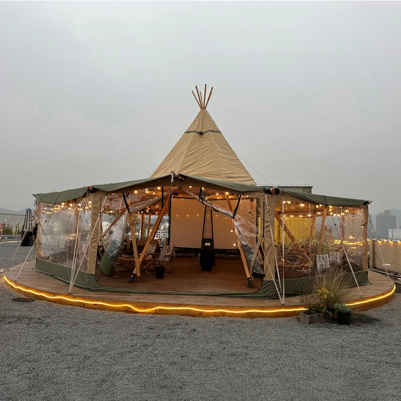 Large-straw-hat-outdoor-Indian-canvas-pyramid-punch-card-large-group ...