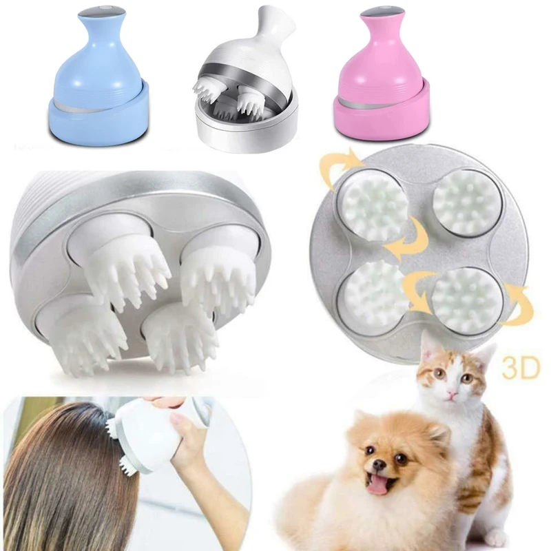 Electric-Head-Massager-Pet-Cat-Dog-Massager-Vibrating-Scalp-Body-Deep ...