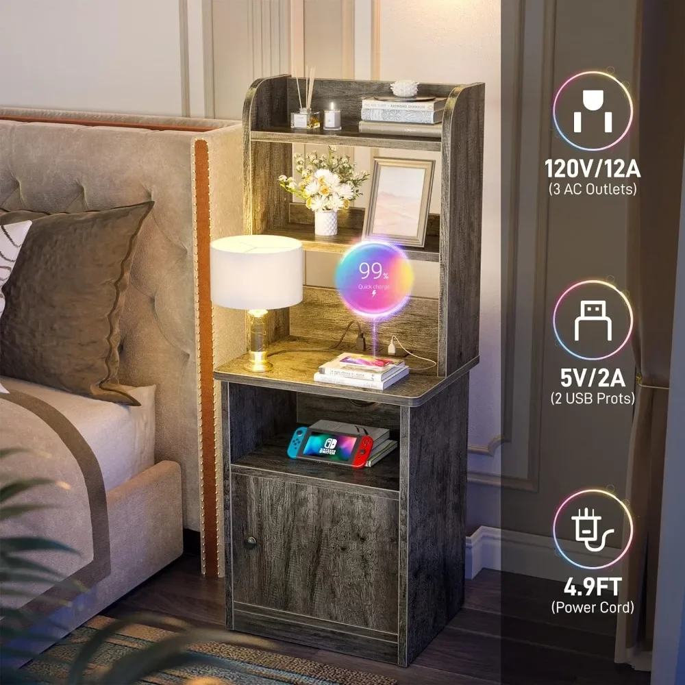 End-Table-Side-Table-With-Storage-Cabinet-for-Bedroom-Home-Office ...