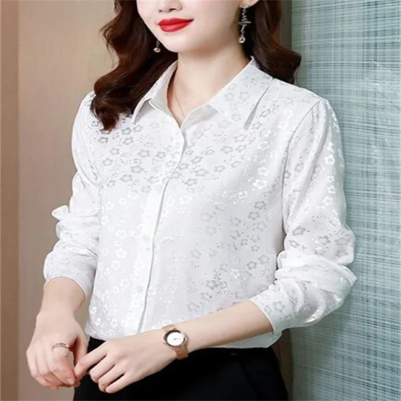 Jacquard-Casual-Shirt-Women-Blouses-Long-Sleeved-Loose-Woman-Blous ...