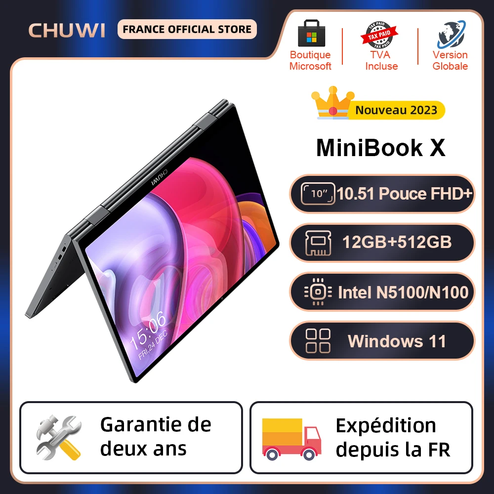 CHUWI MiniBook X Laptop 2-in-1 Yoga Mode Intel N100 N5100 10.51 Inch ...