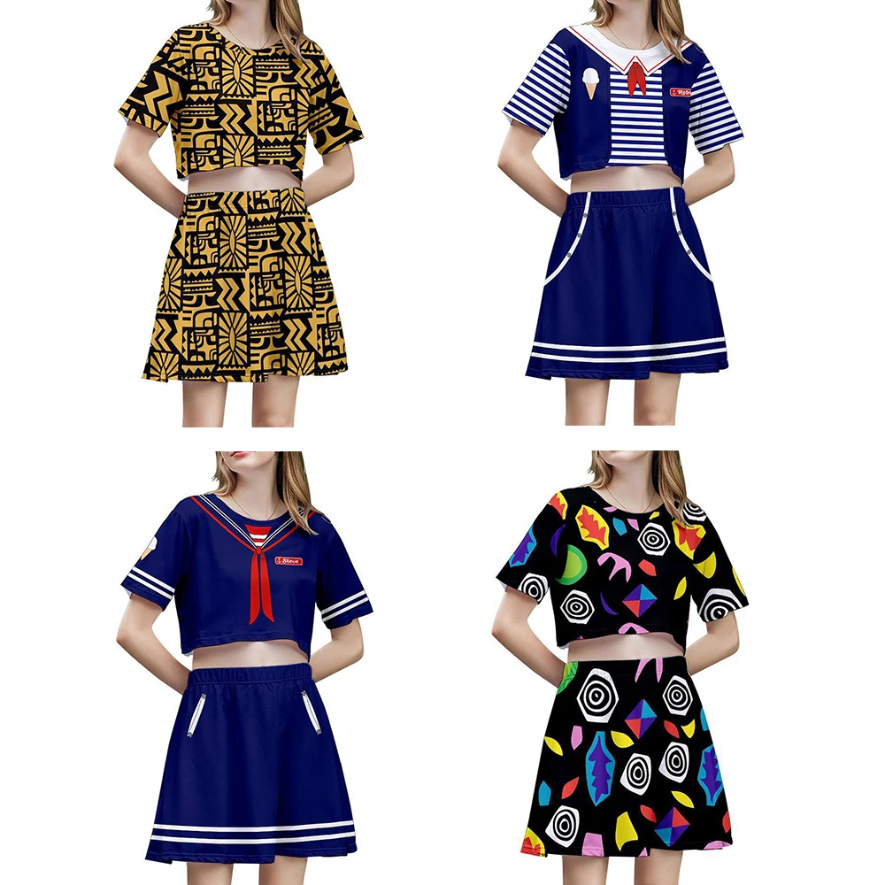 Stranger Cos Things 11 Eleven Robin Cosplay Costume Crop Top T shirt ...