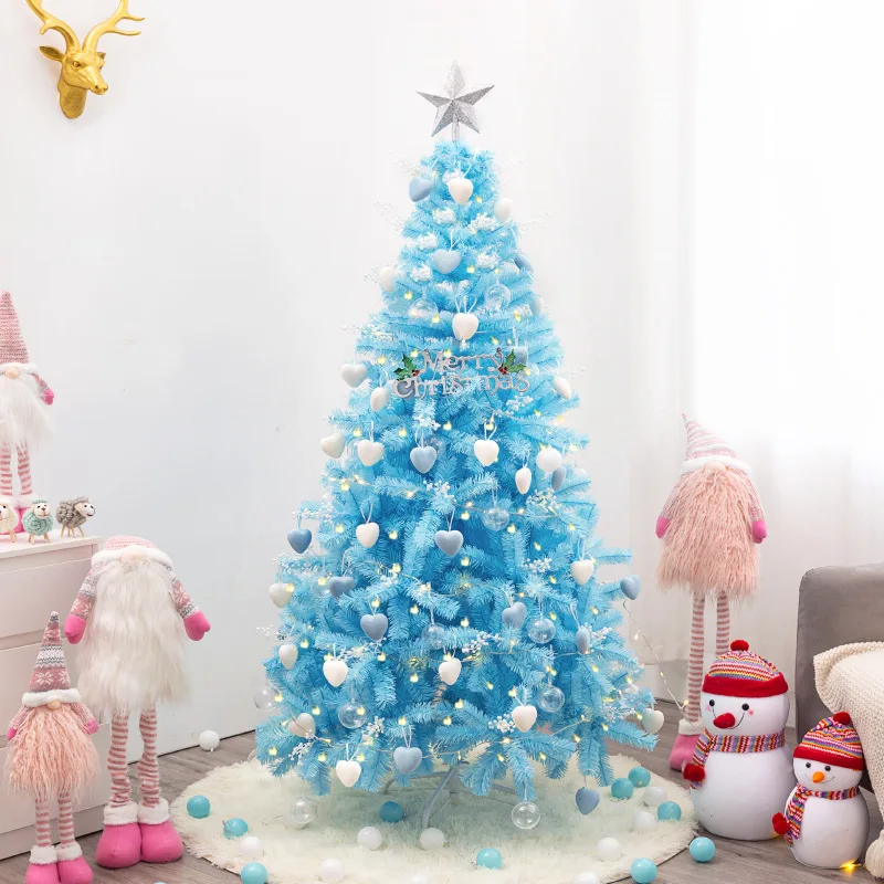 120-150-180CM-Flocked-Blue-Artificial-Christmas-Tree-with-LED-Lights ...