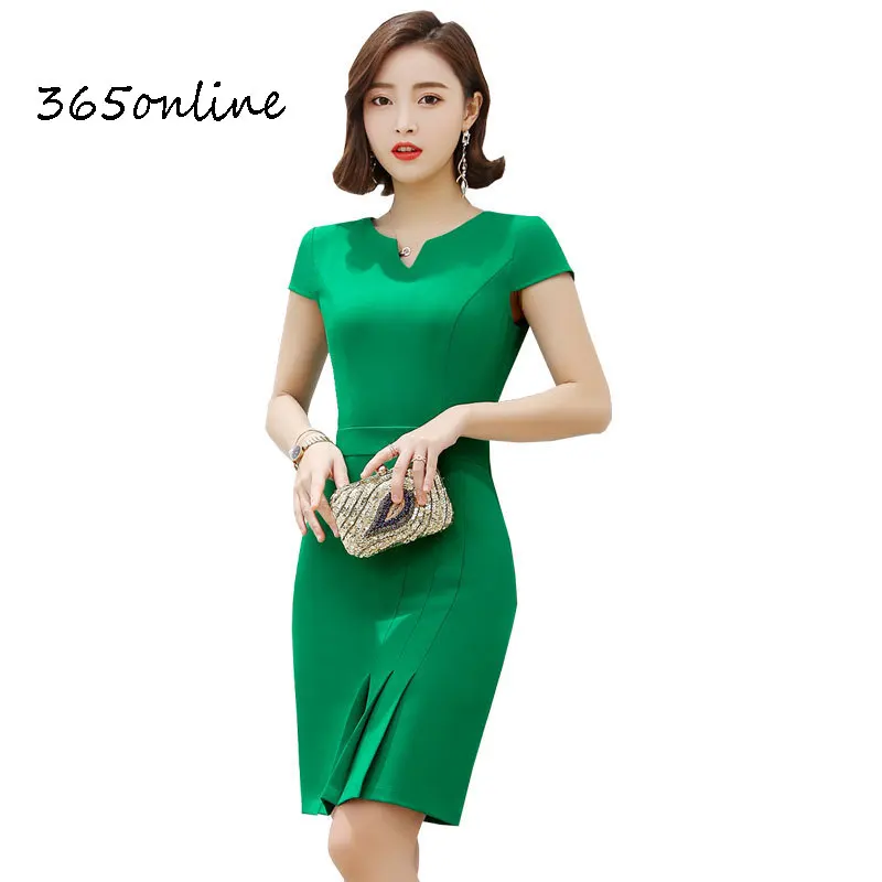 Novelty-Green-Formal-OL-Styles-Women-Dresses-2019-Spring-Summer-Slim ...