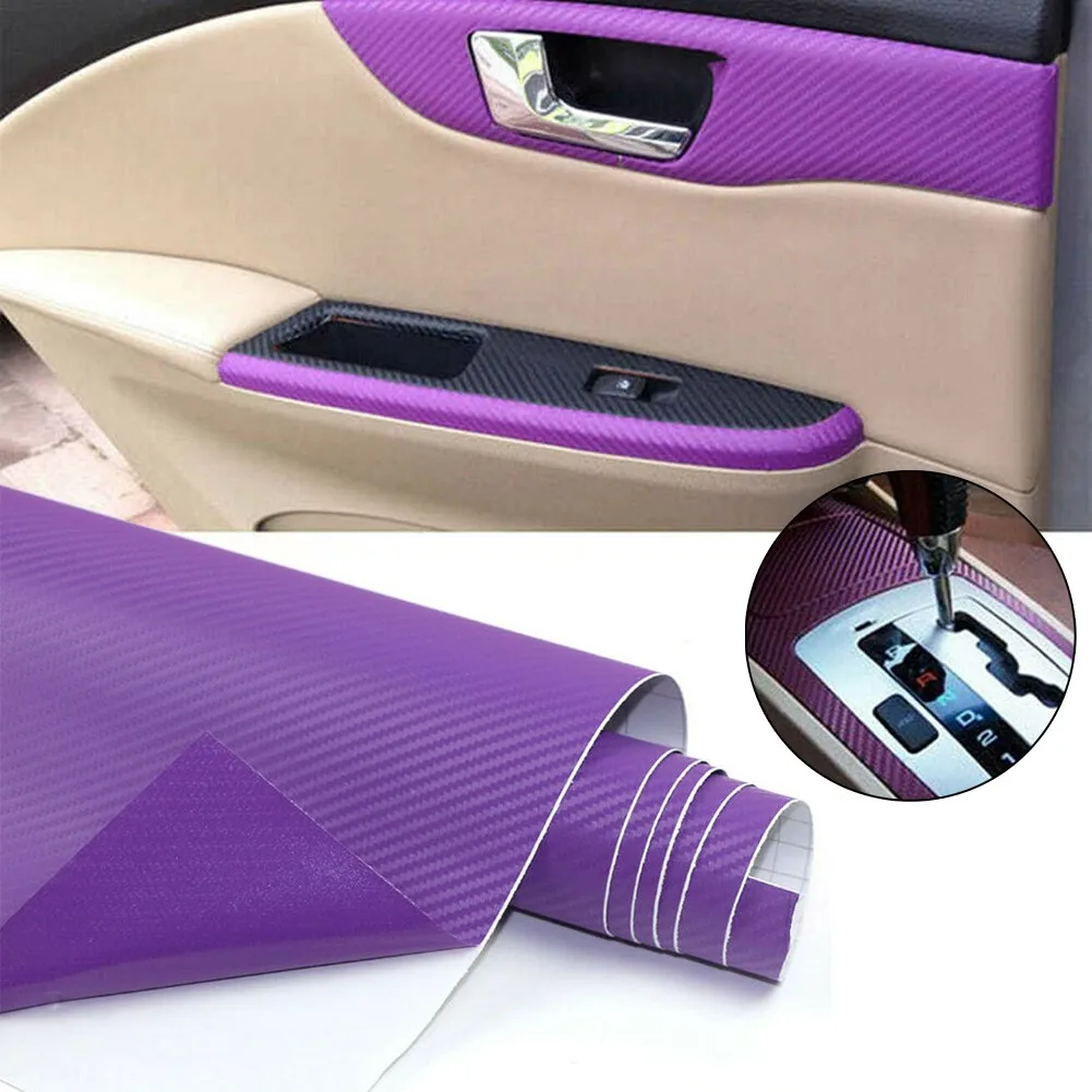 Car-Purple-Carbon-Fiber-Vinyl-Wrap-Sticker-Interior-Accessories-Panel ...