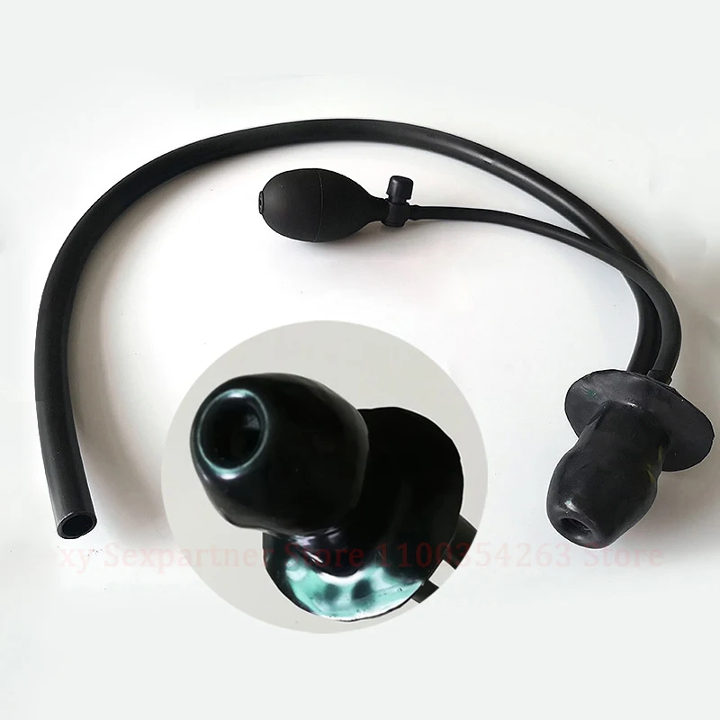2022 BDSM Latex Inflatable Insert Mouth Gag + Irrigation Pipe Slave ...