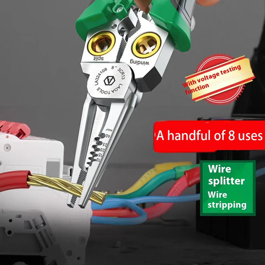 8 in 1 Stainless Steel Wire Stripping Needle Nose Pliers Non-slip Multi ...
