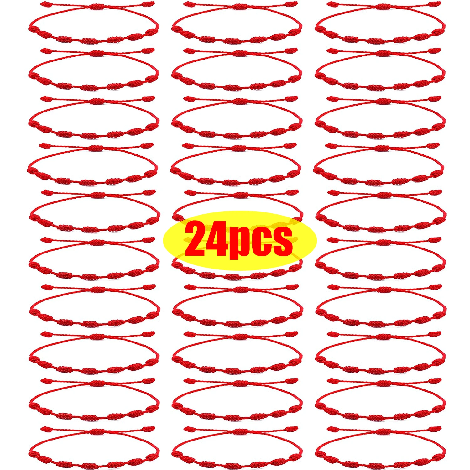 2-24Pcs-7-Knots-Red-String-Bracelets-for-Protection-Good-Luck-Amulet ...