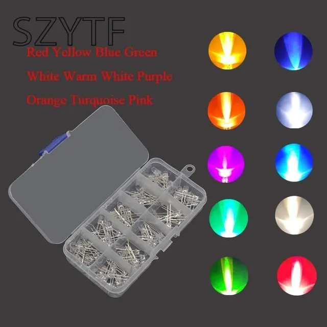 Hobby Led Pack 300-Piece 3mm Round LED Diode Assortment Kit - 10 Values ...