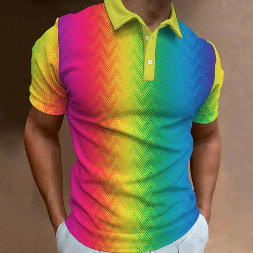 New-Men-S-Polo-Shirt-3d-Rainbow-Printed-Men-Clothing-Summer-Casual ...