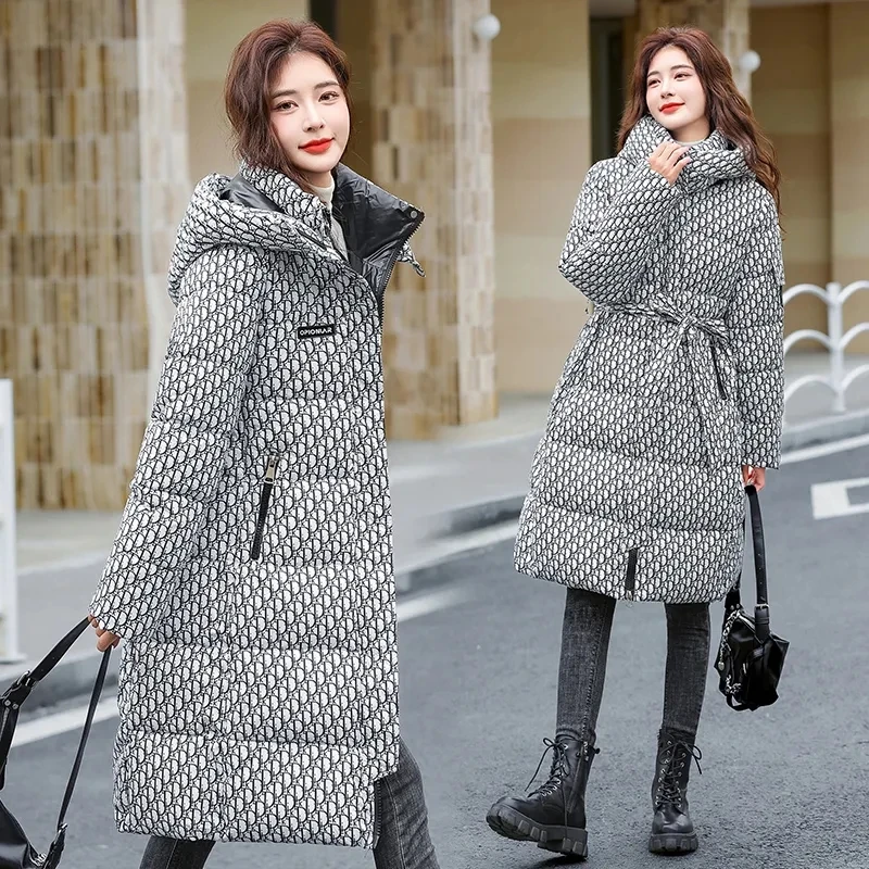 Women's Detachable Hat Down Cotton Coat, Long Padded Coat, Thicken ...