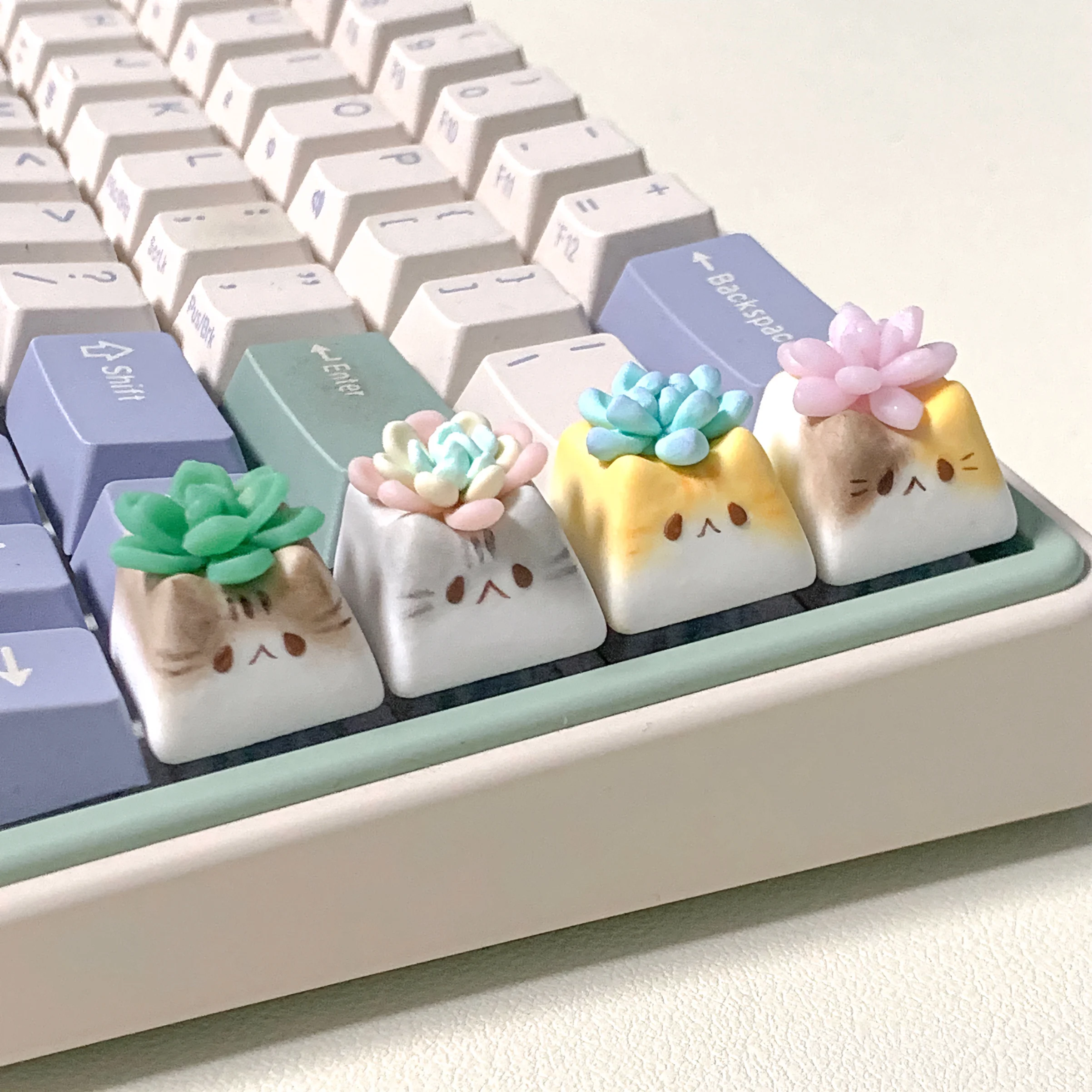 Handmade-Keycaps-Soft-Ceramic-Clay-Cute-Cat-Potted-Plant-ESC-Keys ...