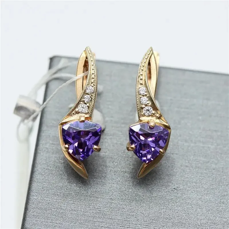 Romantic-and-Creative-585-Purple-Gold-Inlay-Purple-Gem-Earrings-for ...