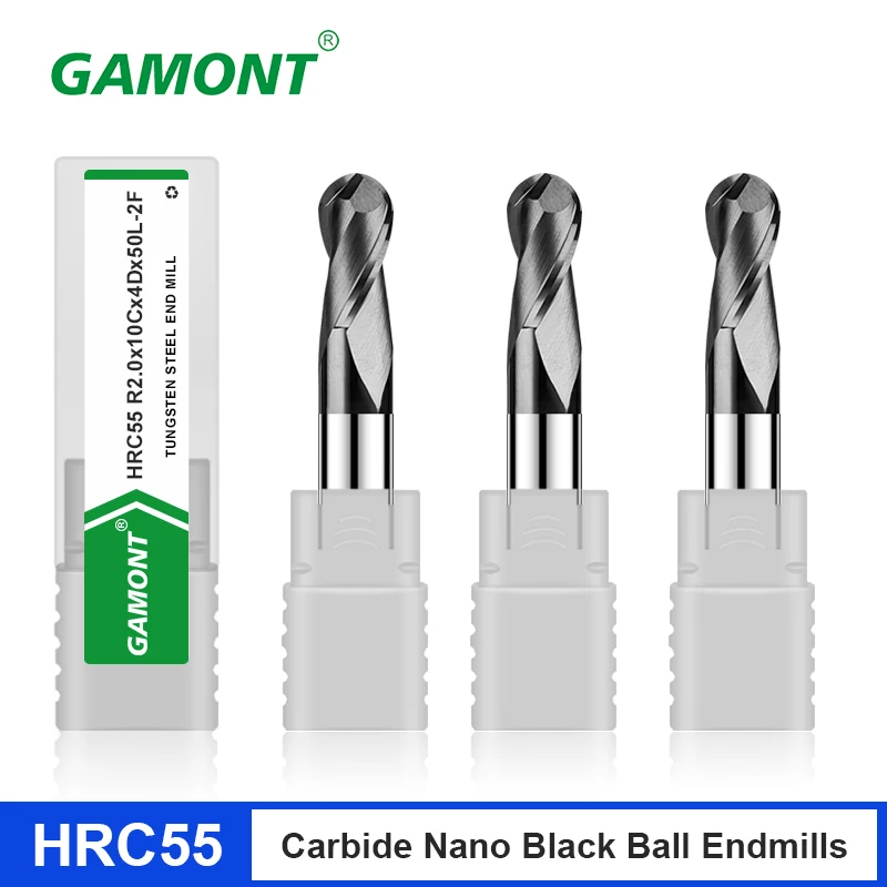 GAMONT-HRC55-4-Flute-Black-Nano-Coating-Endmills-Tungsten-Steel-Carbide ...