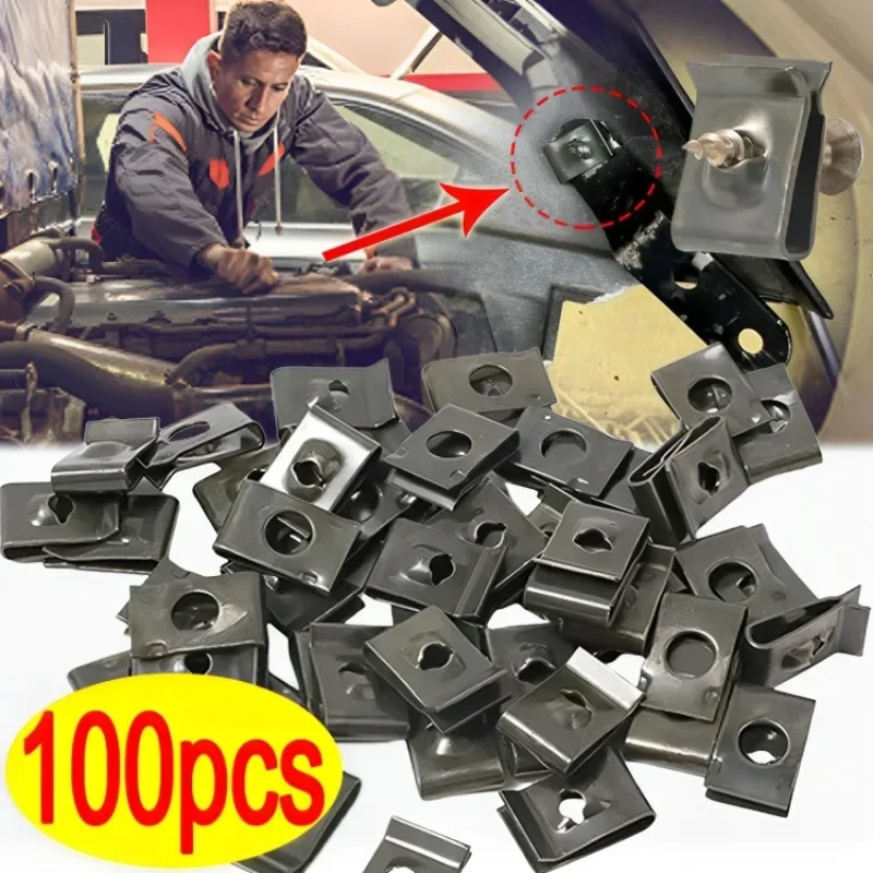 10-100PCS-Car-Metal-U-Type-Clips-Screw-Fastener-Clips-Anti-rust ...