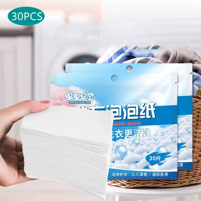 30 PCS/Bag Laundry Tablets Concentrated Washing Powder Underwear Detergent Sheet Laundry Bubble ...