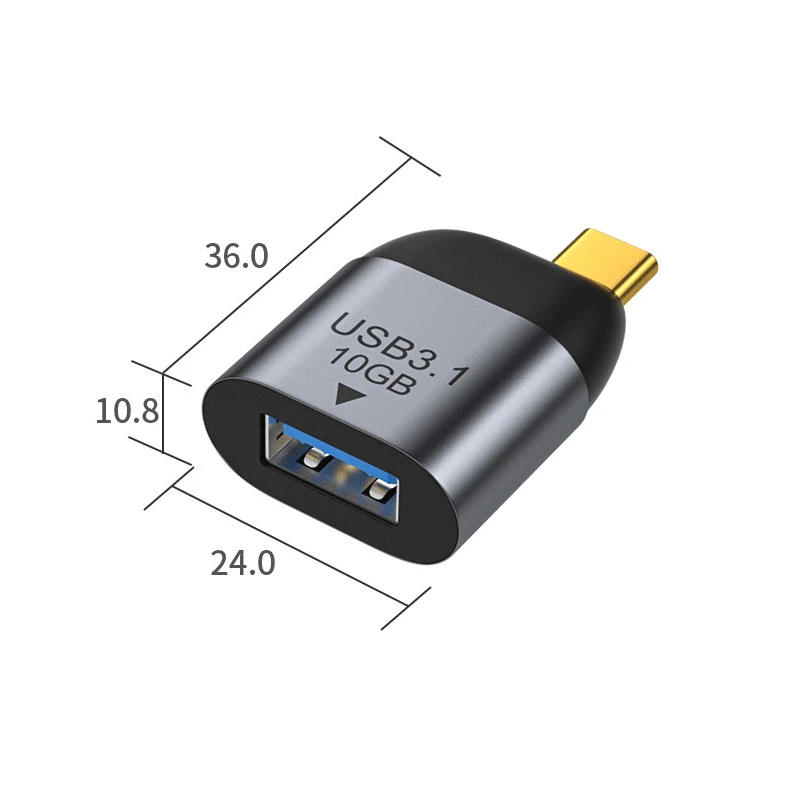 USB 3.0-B002-Adaptateur en métal USB Type C 3.1, OTG, 10Gbps, transfert ...