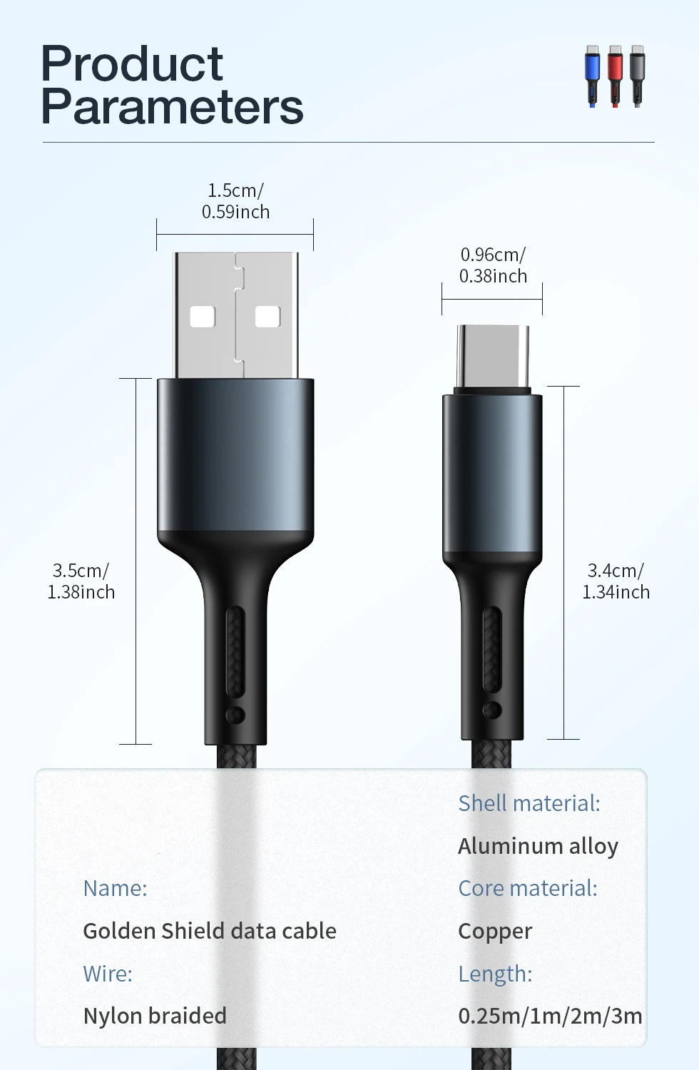 Câble USB Type-C - RNCYN - 2m - Recharge rapide 3A - Compatible Huawei ...