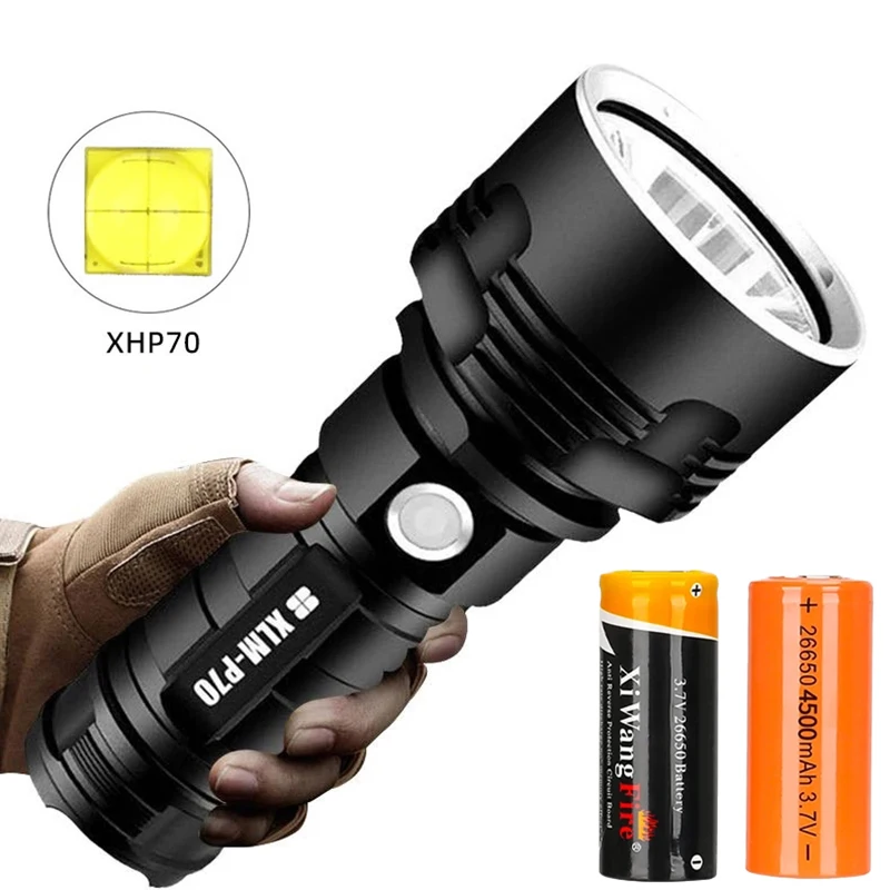 Super-Bright-L2-P70-LED-Flashlight-High-Power-Built-in-26650-Battery ...