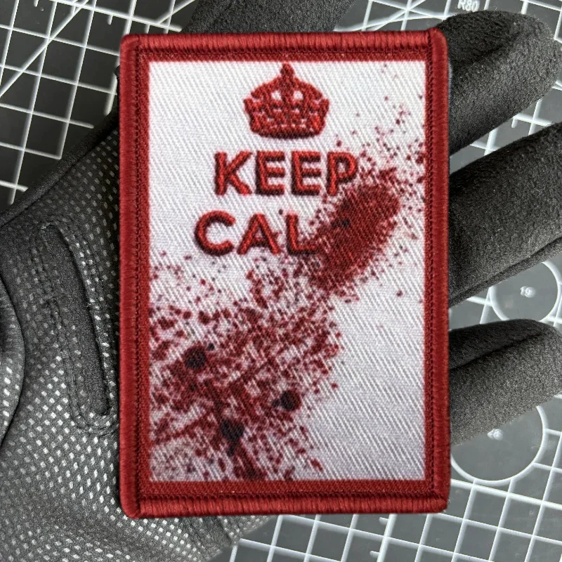 KEEP-CALM-Tactical-Printed-Patch-Blood-Stains-Hook-Loop-Patches ...