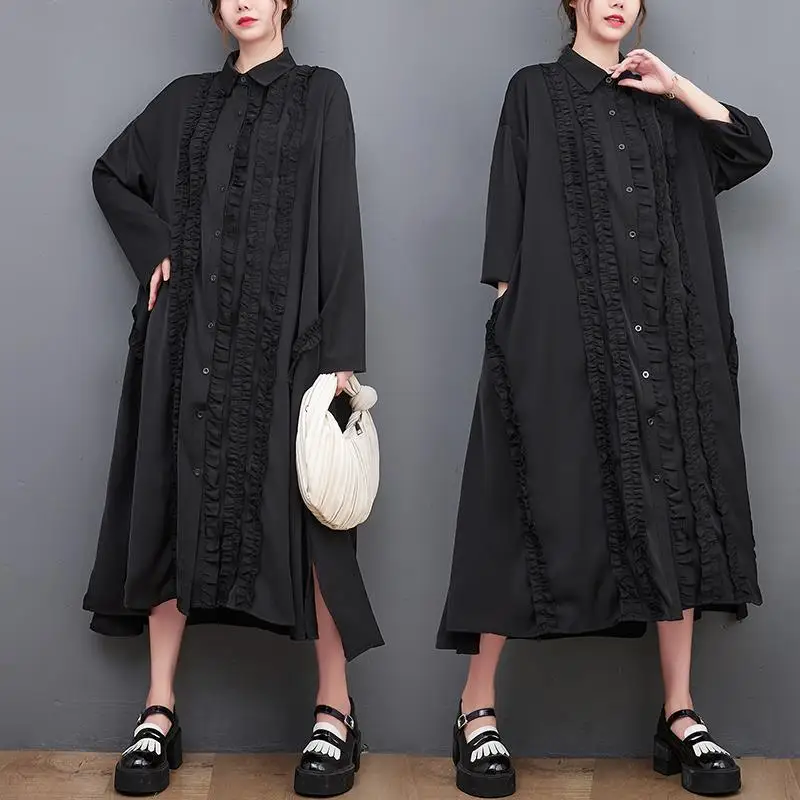 Autumn-Dress-Women-s-Loose-Street-Design-Sense-Stitching-Long-sleeved ...