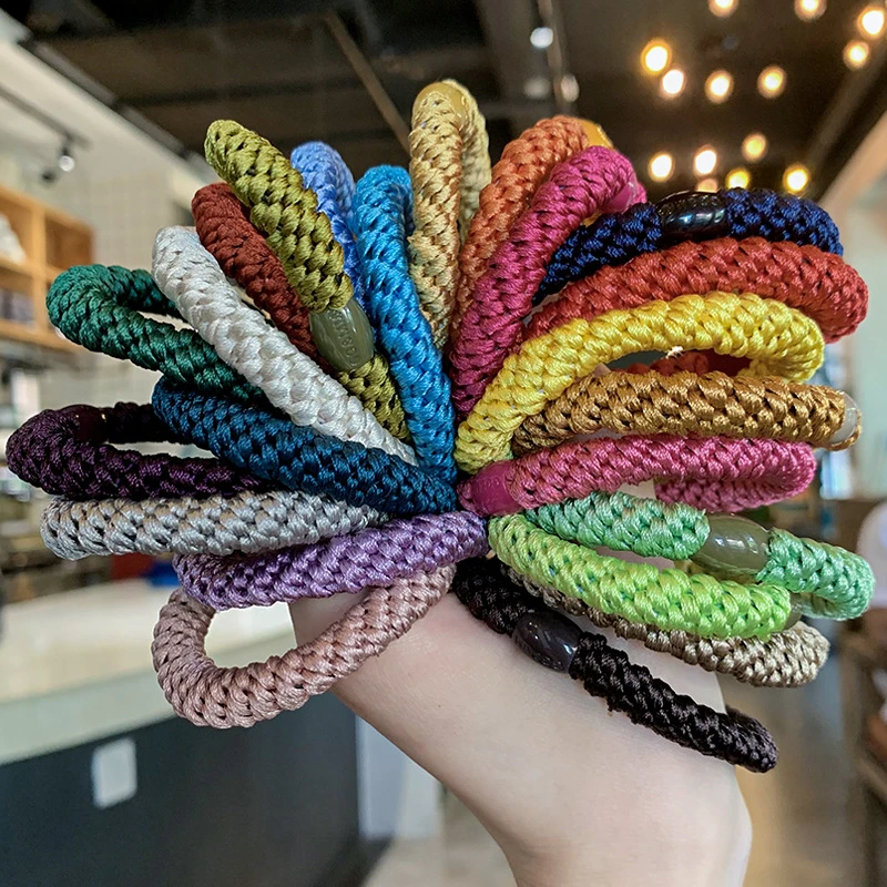 Girl Colorful Thick Hair Rubber Bands High Elastic Scrunchie Women ...