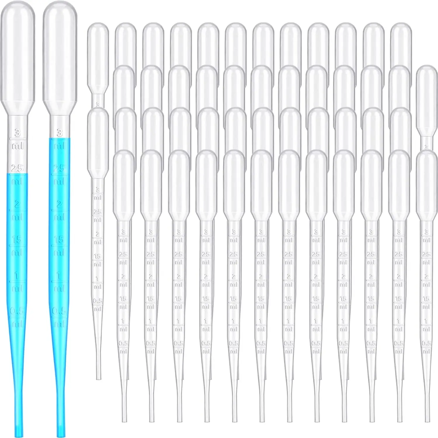 50pcs Laboratory Pipette 3ml Plastic Disposable Graduated Container ...
