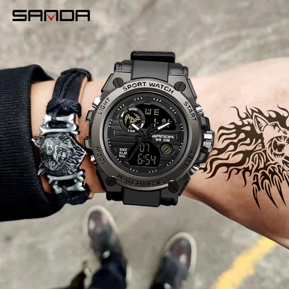 SANDA 739 Sports Men's Watches Top Brand Luxury Military Quartz Watch ...
