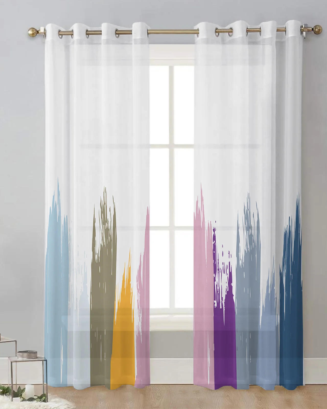 Geometric-Minimalist-Brush-Curtain-Tulle-Curtains-For-Living-Room ...