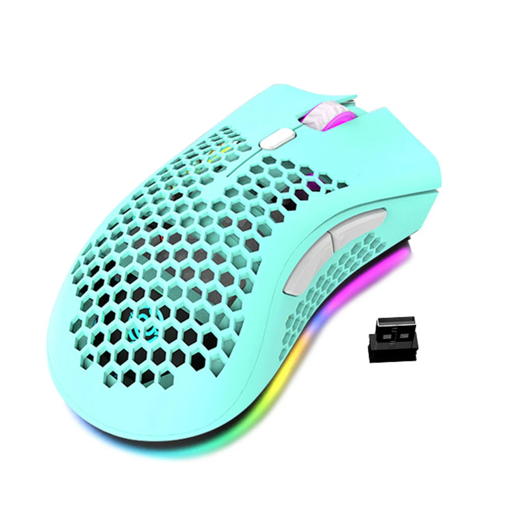 새로운 게임용 마우스 무선 할로우 게임용 마우스 조정 가능한 충전식 RGB 백라이트 컴퓨터 액세서리 - 기가팩토리