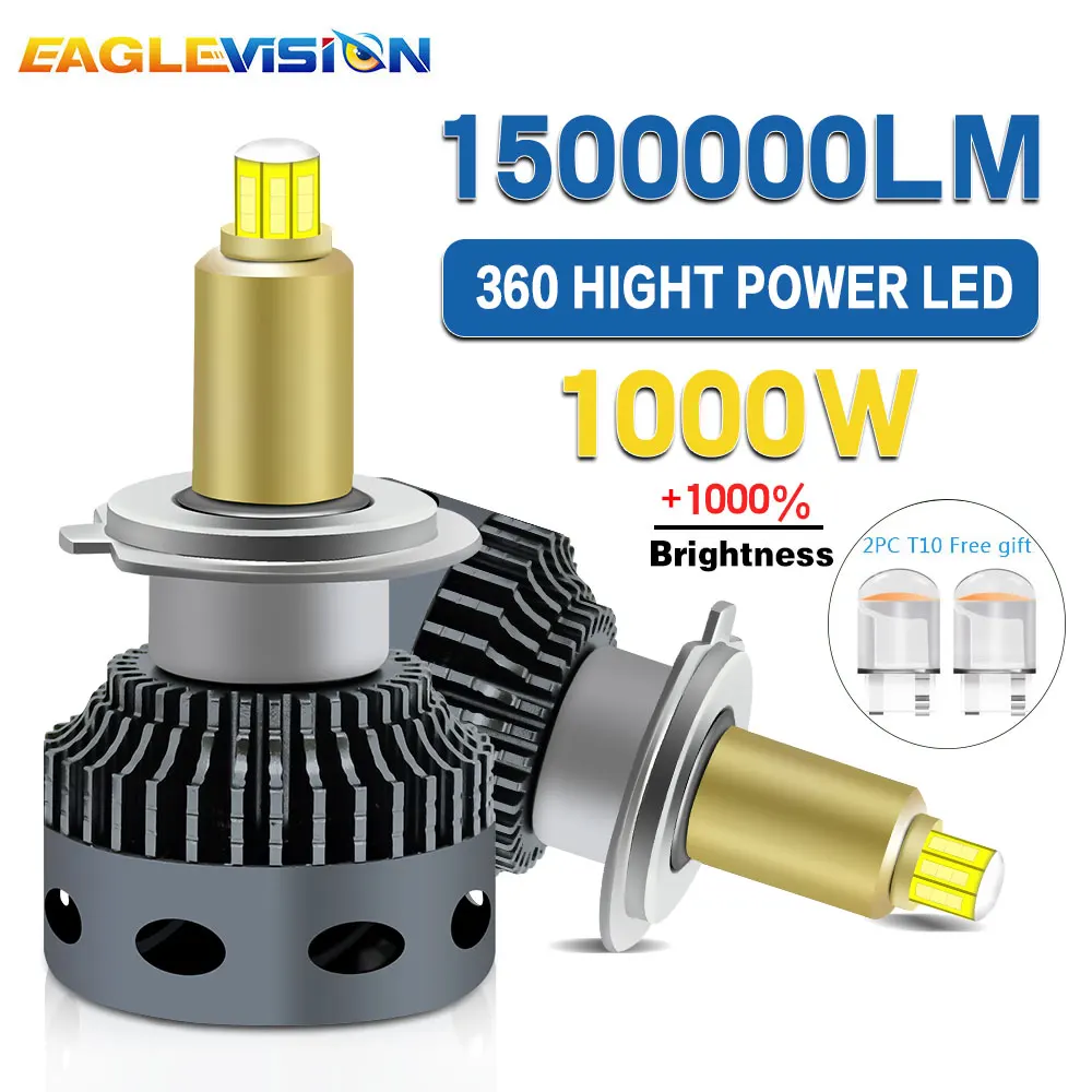 EAGLEVISION-H7-360-1500000LM-Led-Headlights-Bulbs1000W-Automotive-LED-Projector-Canbus-12v-24v ...