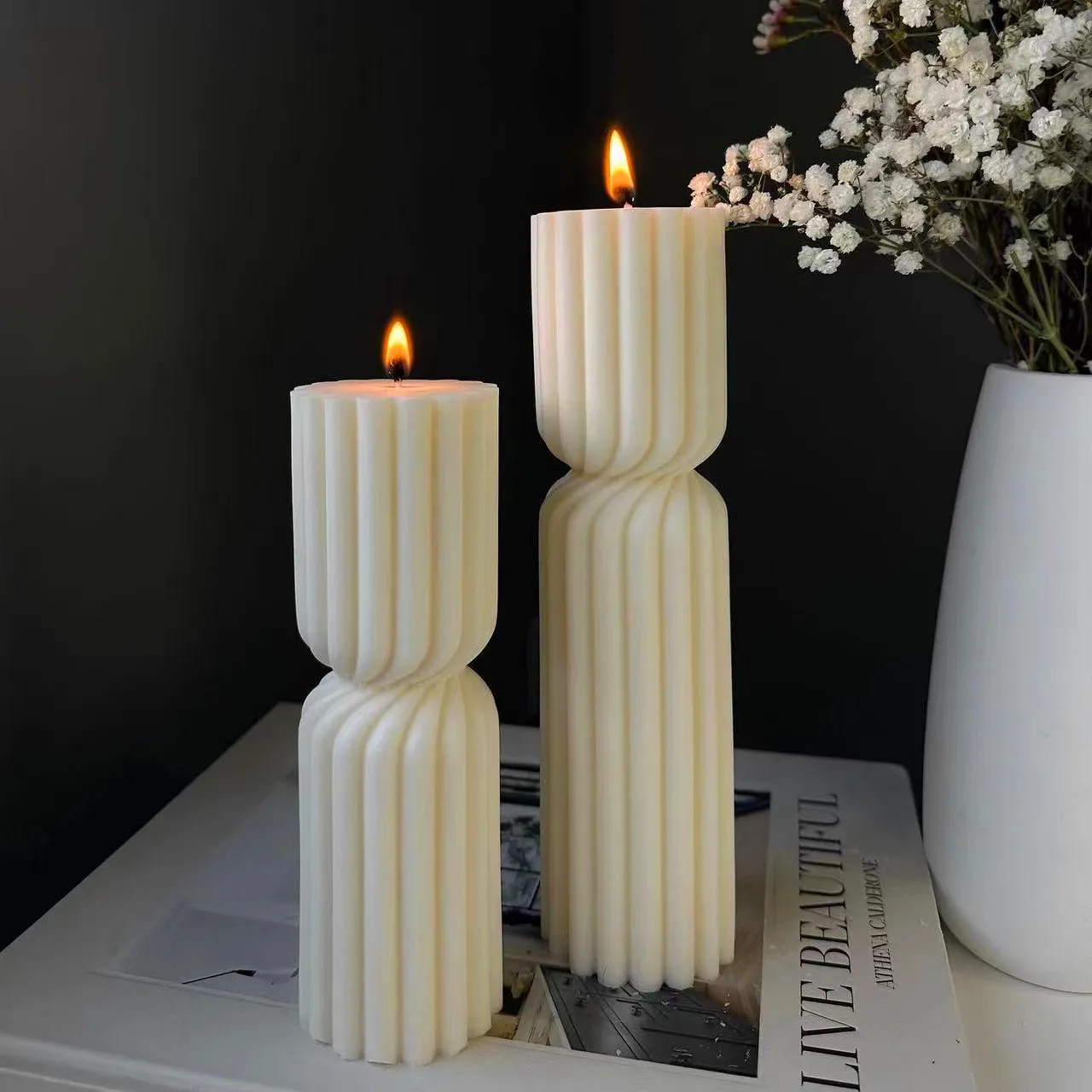 DIY-neue-zylindrische-hohe-Wirbel-S-ule-Kerzen-form-gerippt-sthetische ...