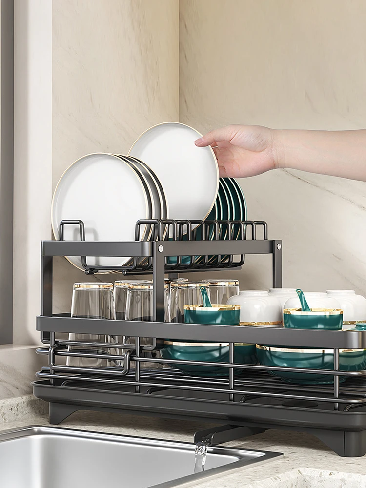 Kitchen-Utensils-Storage-Rack-1-2-Tiers-Bowls-Knife-Fork-Pot-Lid-Holder ...