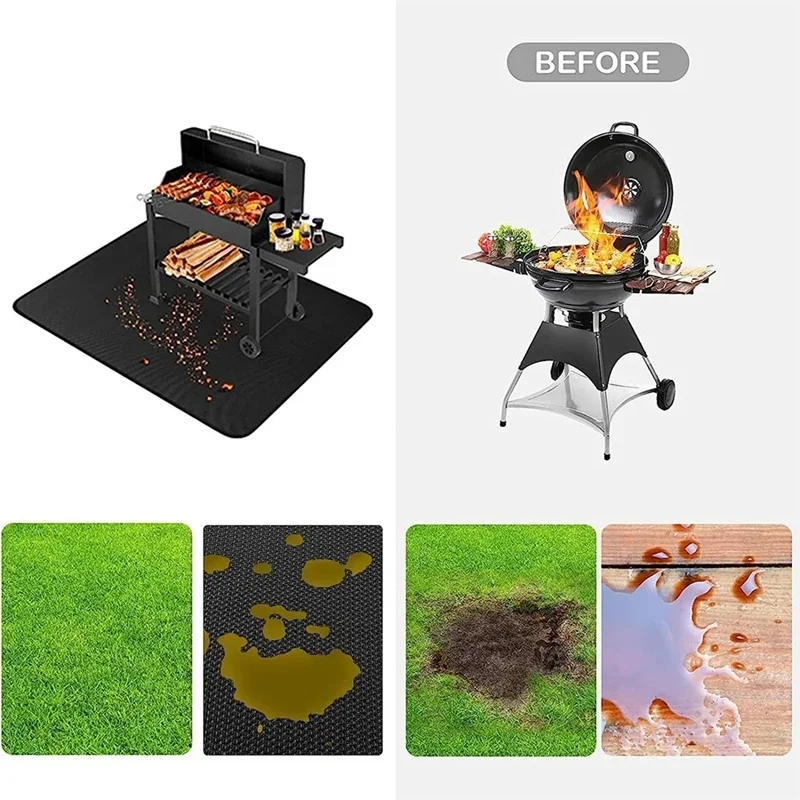 Fire Resistant BBQ Grill Mat Folding Oil-Proof Grill Floor Pads ...
