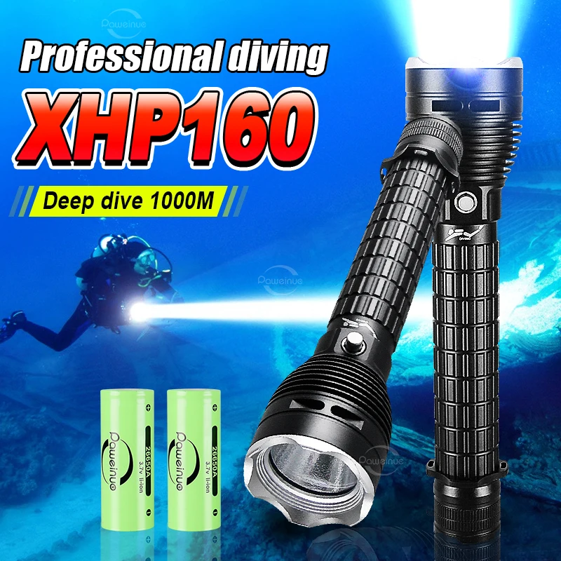 Brightest-XHP160-Diving-Flashlight-Underwater-1000m-Professional ...