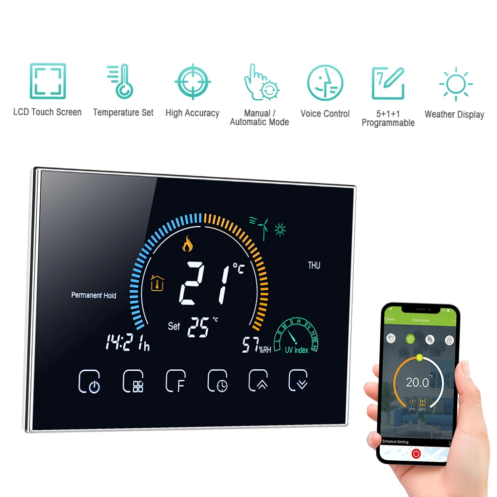 95-240V-Programmable-Thermostat-5-1-1-Six-Periods-Touchscreen-LCD-with ...