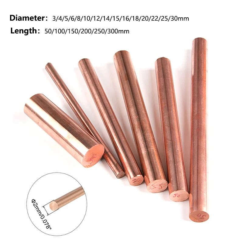 1-5pcs-multiple-sizes-copper-round-bar-rod-metal-rods-diameter-3mm-30mm ...