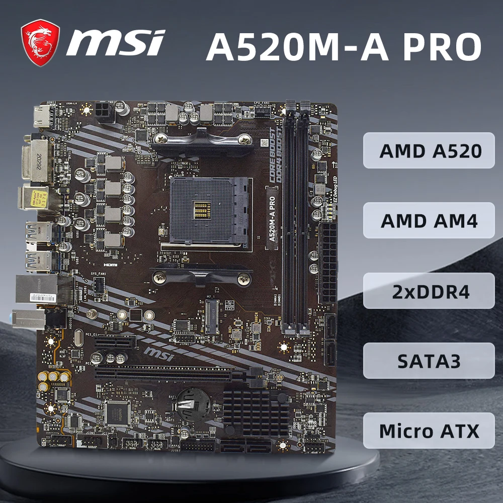 MSI-A520M-A-PRO-Motherboard-Supports-AMD-Ryzen-9-5950X-5900X-Ryzen-7 ...