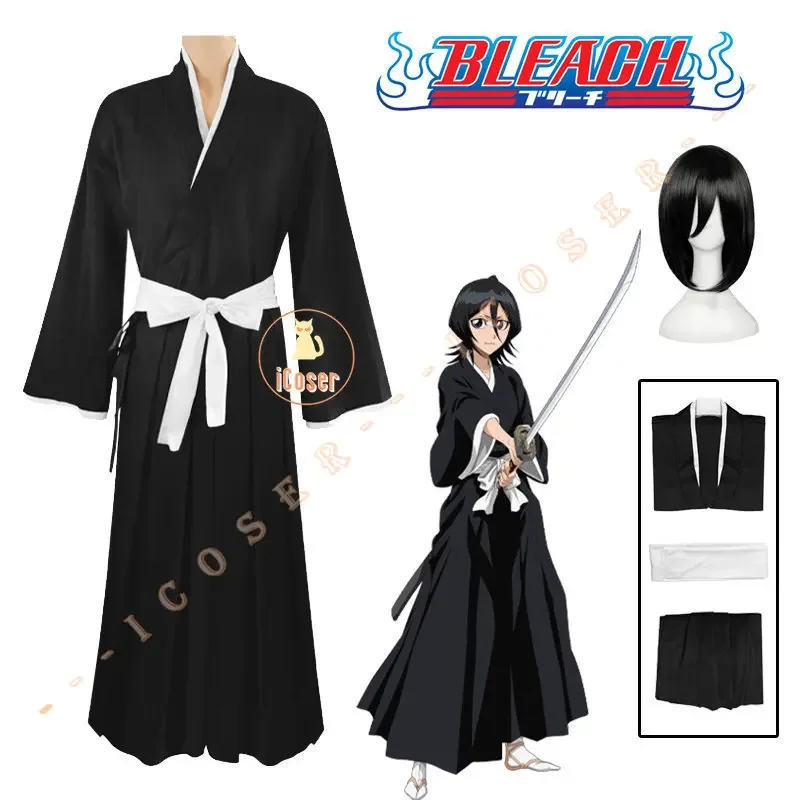 Anime-Bleach-Kuchiki-Rukia-Kurosaki-Ichigo-Cosplay-Costume-Wig-Black ...