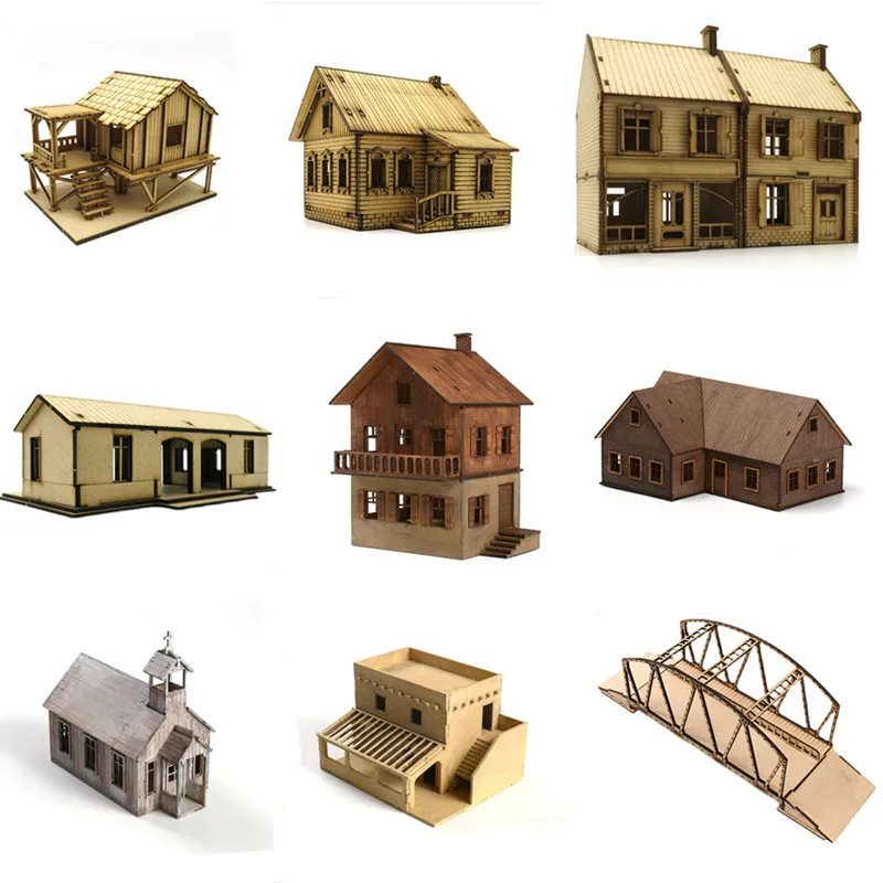 1/72 Scale Wooden House Assembly Puzzle Model Kit for DIY Home Decor ...