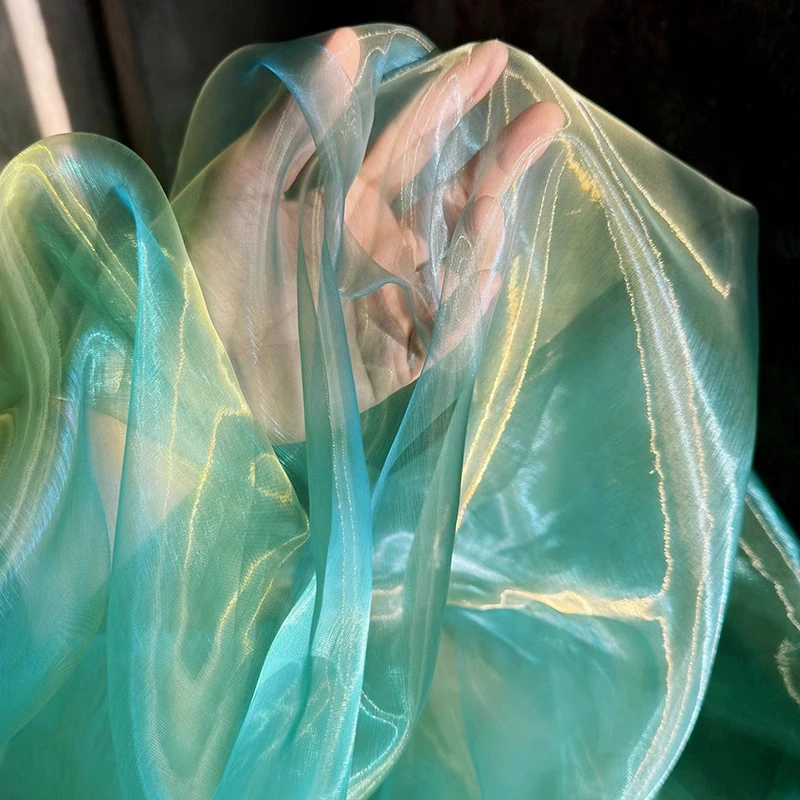 Liquid Gradient Organza Fabric Shiny By The Meter for Hanfu Wedding ...