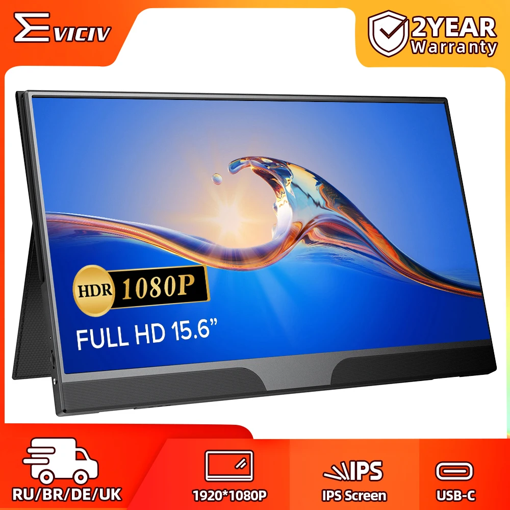 Eviciv 15.6 Inch Portable Monitor Hdr Usb Type C Ips Screen For ...